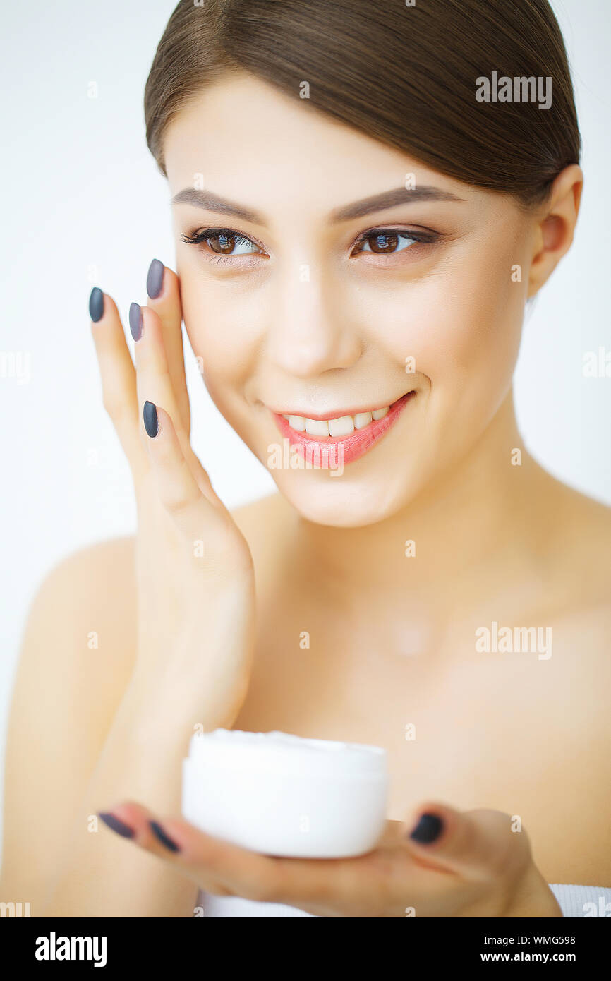 Beauty Youth Skin Care Concept - Close up Beautiful Caucasian Woman ...