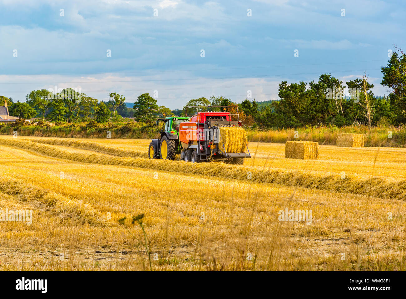 Harvesting Barley near Portsoy in Aberdeenshire Scotland Stock Photo ...