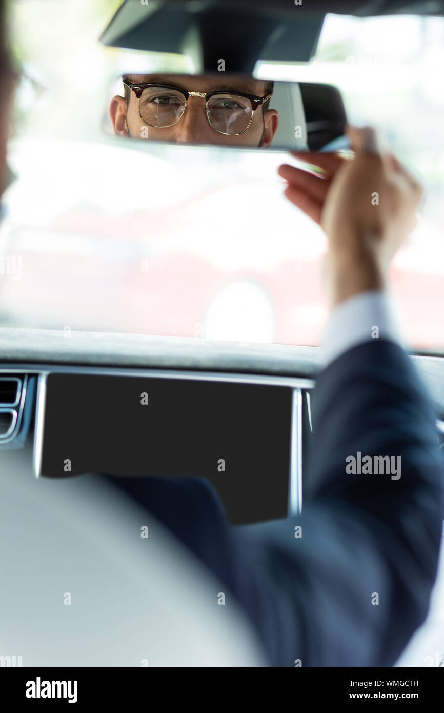 Rear view mirror man dark hi-res stock photography and images - Alamy