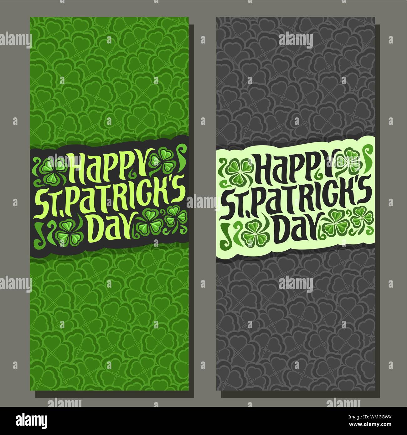 Vector vertical banners for St. Patrick's Day with green and gray ...