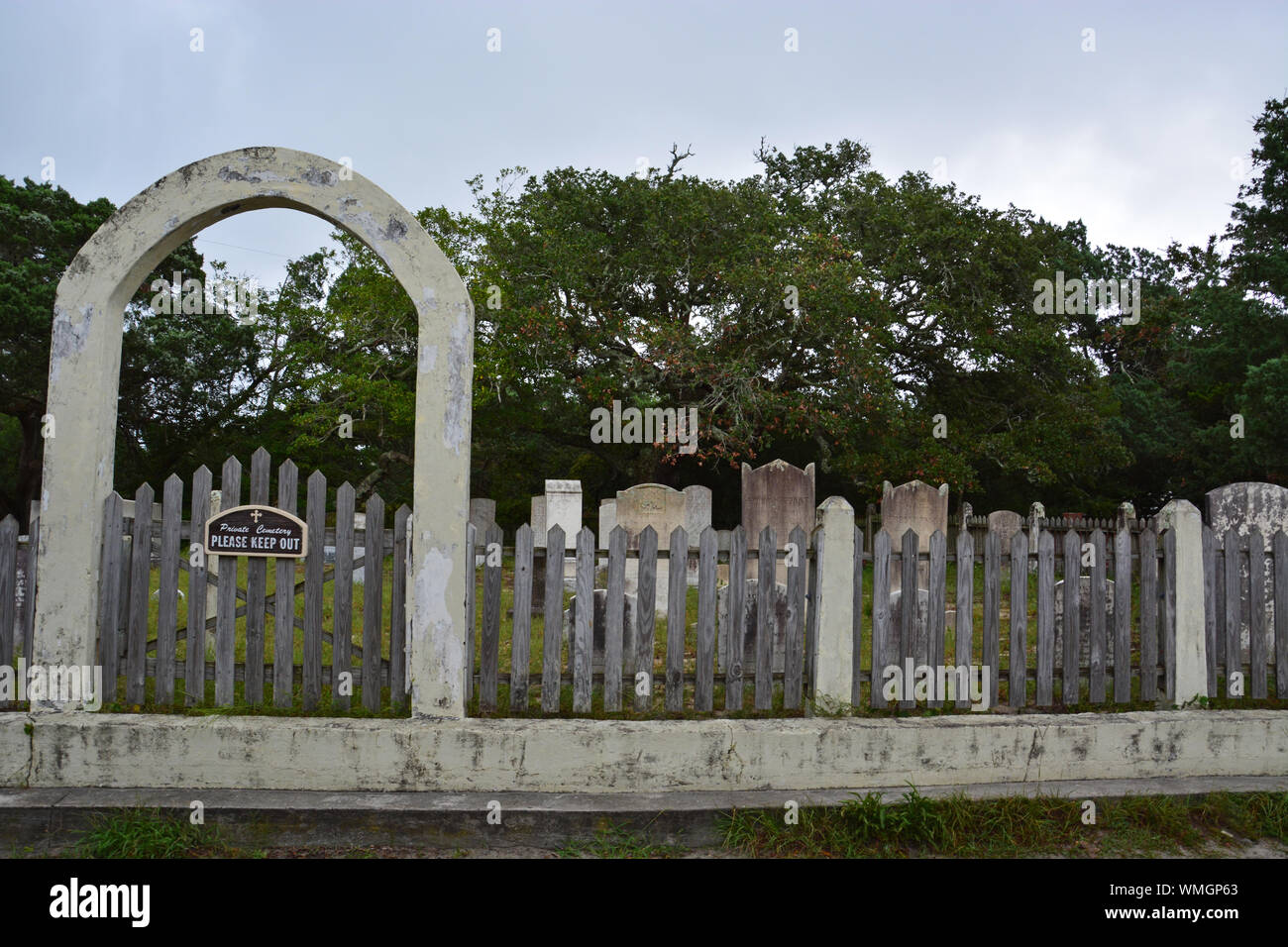 A small cemetery with weather worn head stones on Ocracoke Island in ...