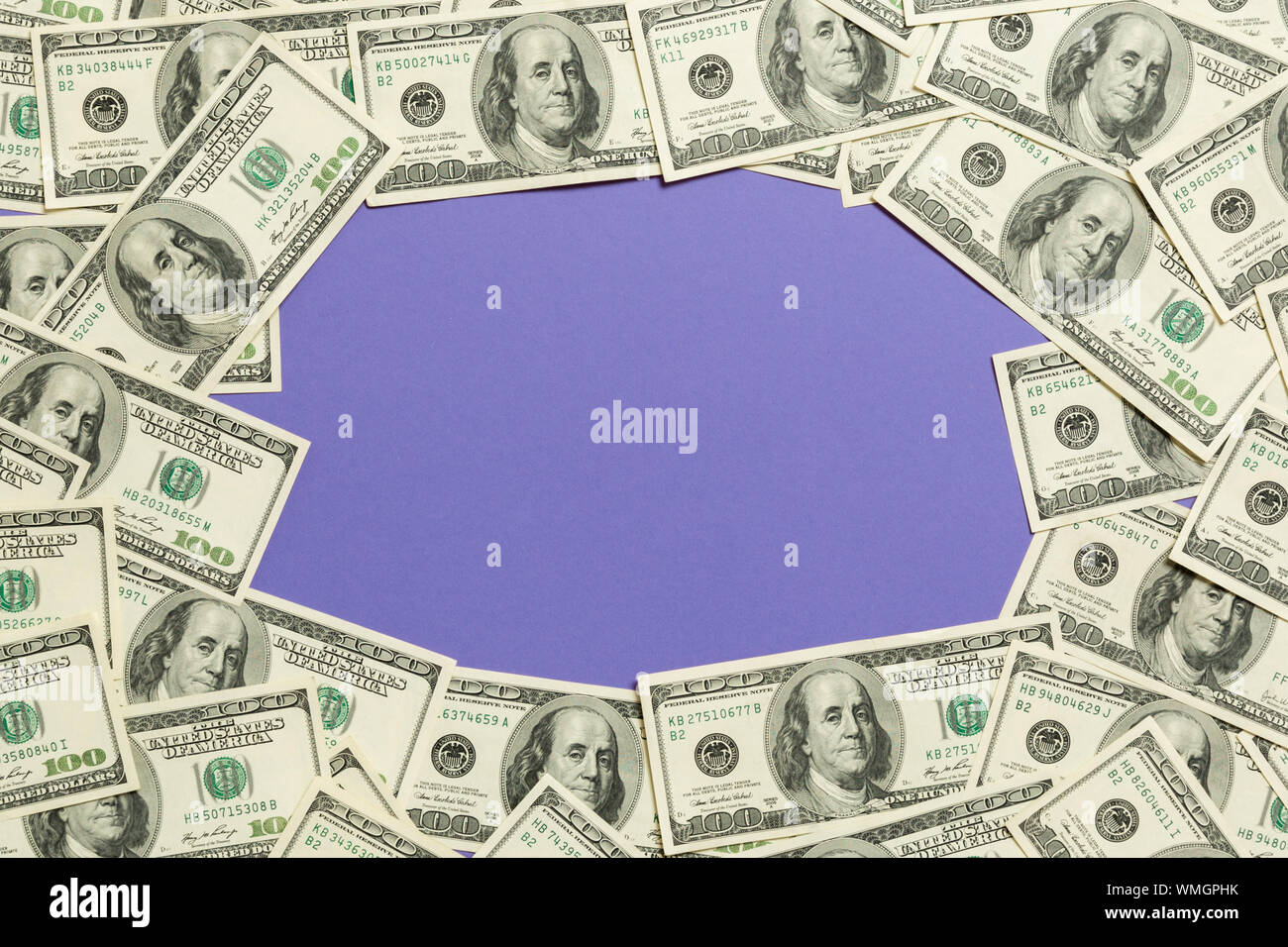 Frame of one hundred dollar bills with empty space for your design. Top ...