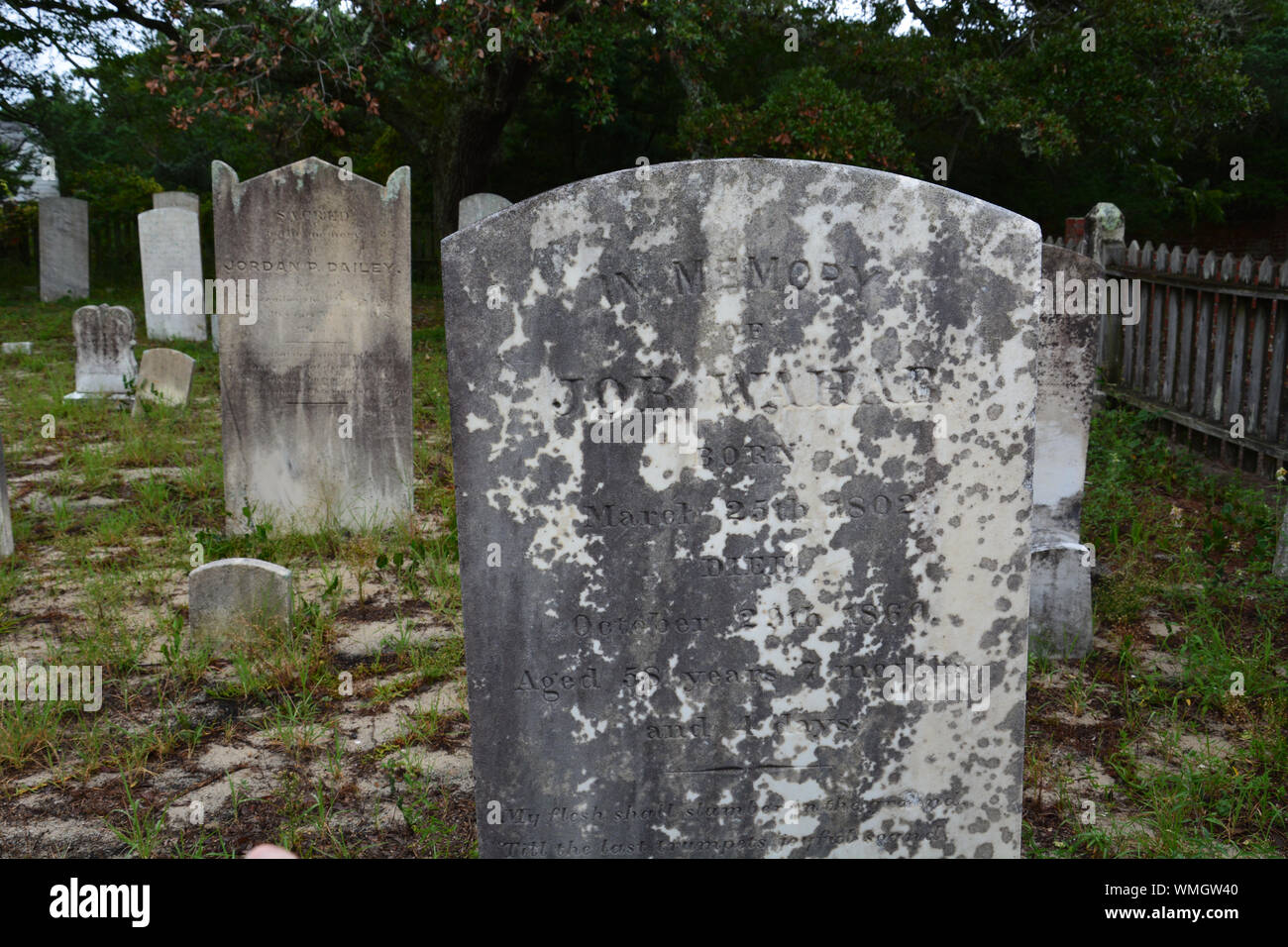 A small cemetery with weather worn head stones on Ocracoke Island in ...