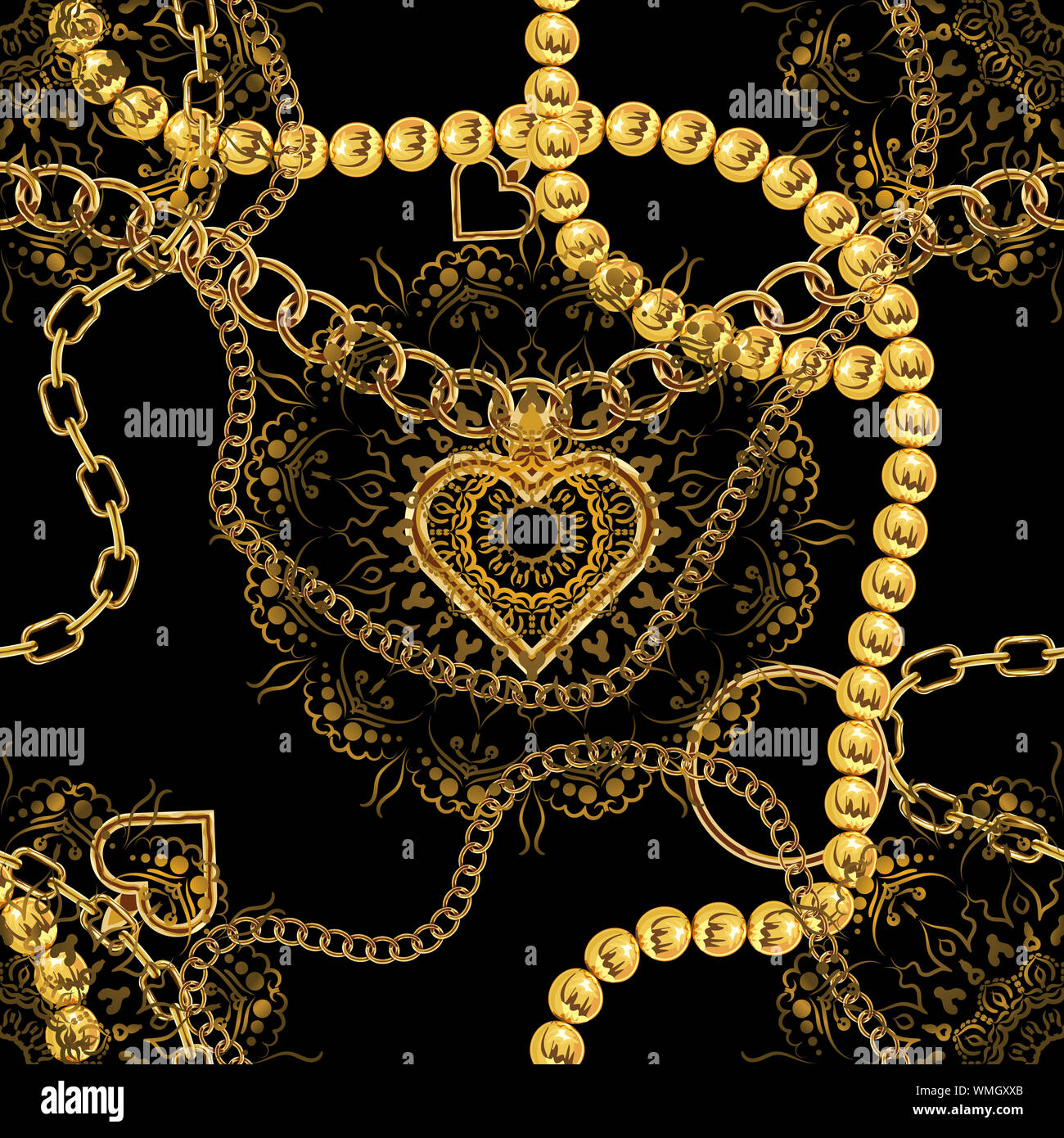 Cute gold chain texture seamless. Flat and solid color illustration ...