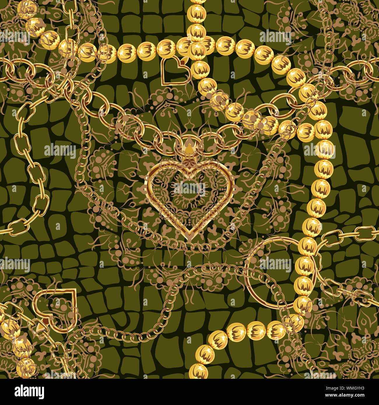 Cute gold chain texture seamless. Flat and solid color illustration ...