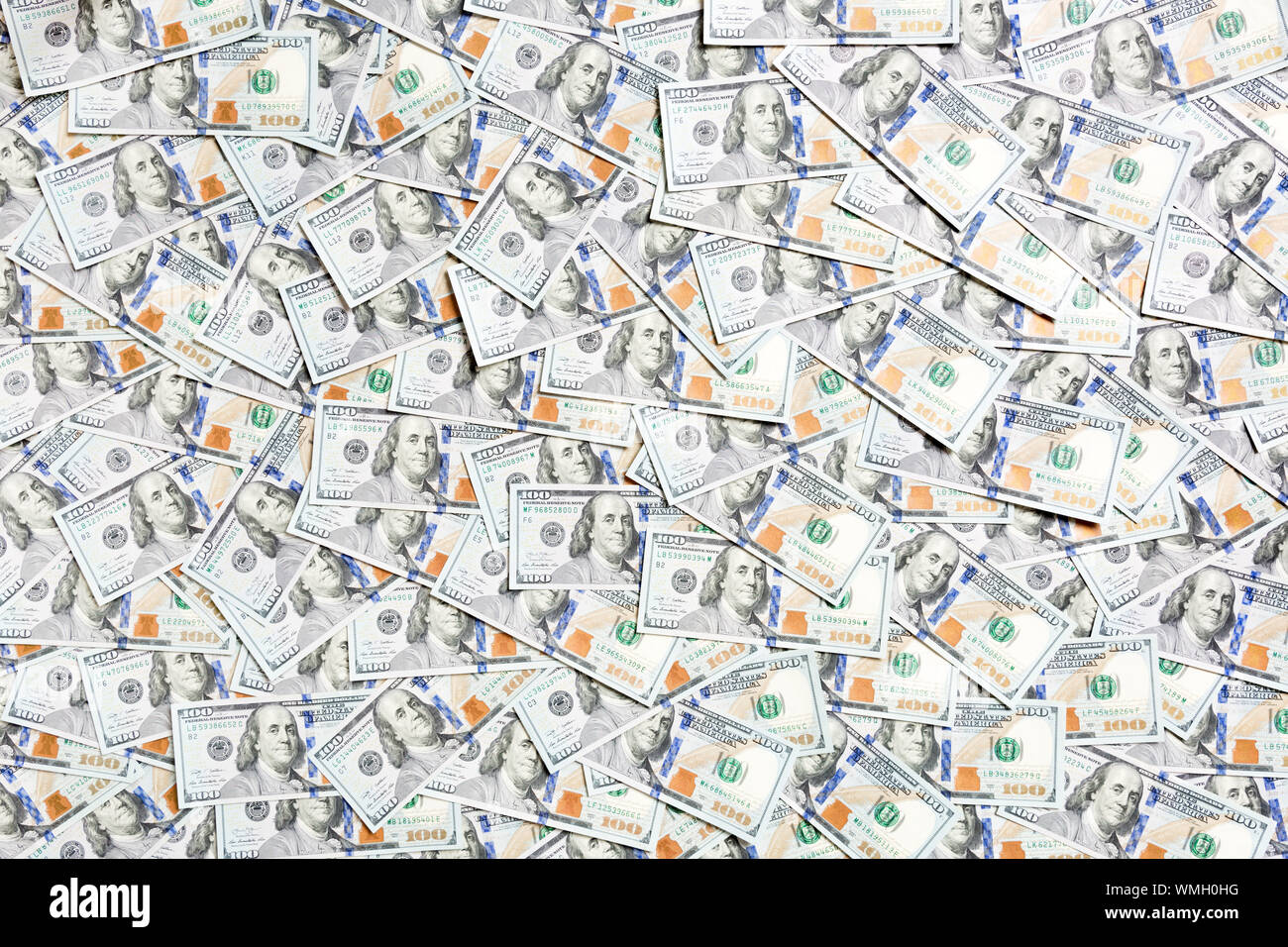 Top view of one hundred dollar banknotes made as a background. USD ...