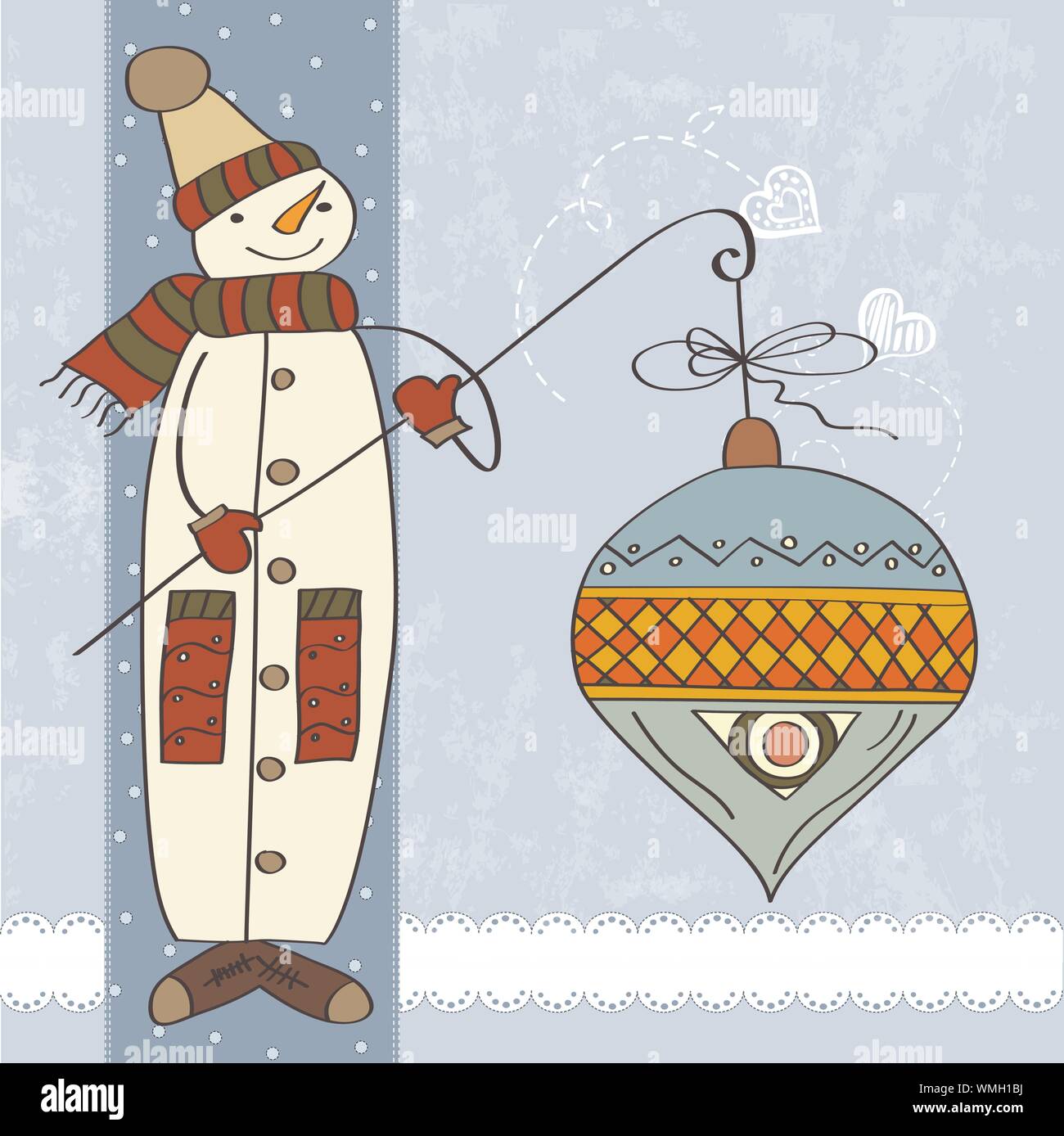 snowman with big Christmas ball Stock Vector Image & Art - Alamy