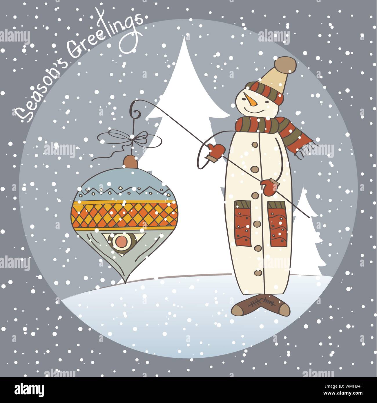 snowman with big Christmas ball Stock Vector Image & Art - Alamy