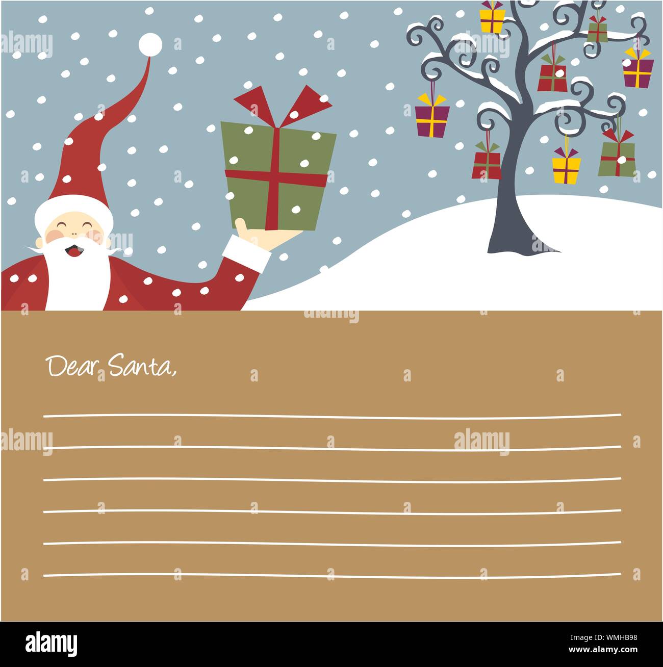 Christmas series: Happy Santa Claus and Christmas tree card Stock ...