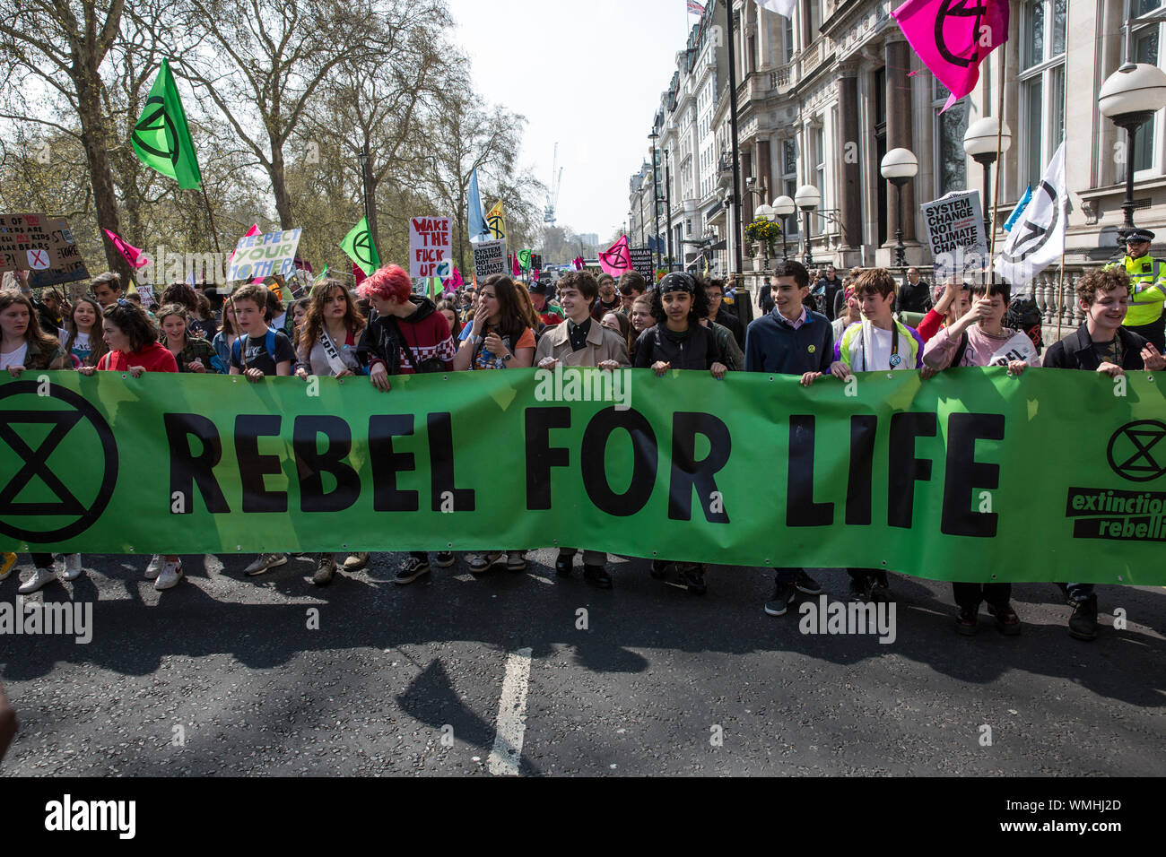 Extinction Rebellion protesters gather in Hyde Park Corner continuing ...