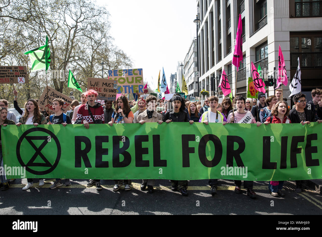 Extinction Rebellion protesters gather in Hyde Park Corner continuing ...