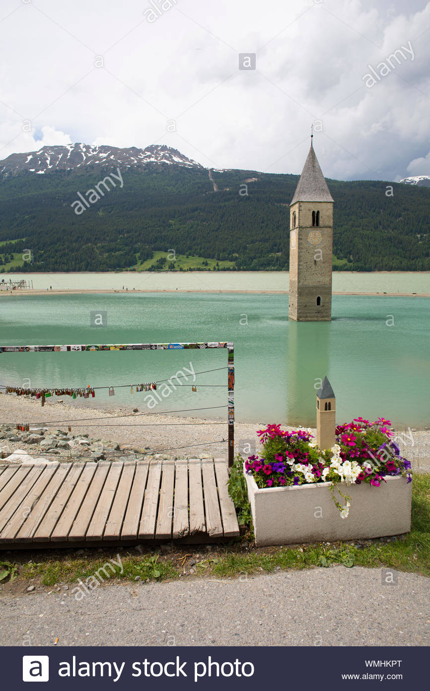 Lake reschen bell tower. hi-res stock photography and images - Alamy