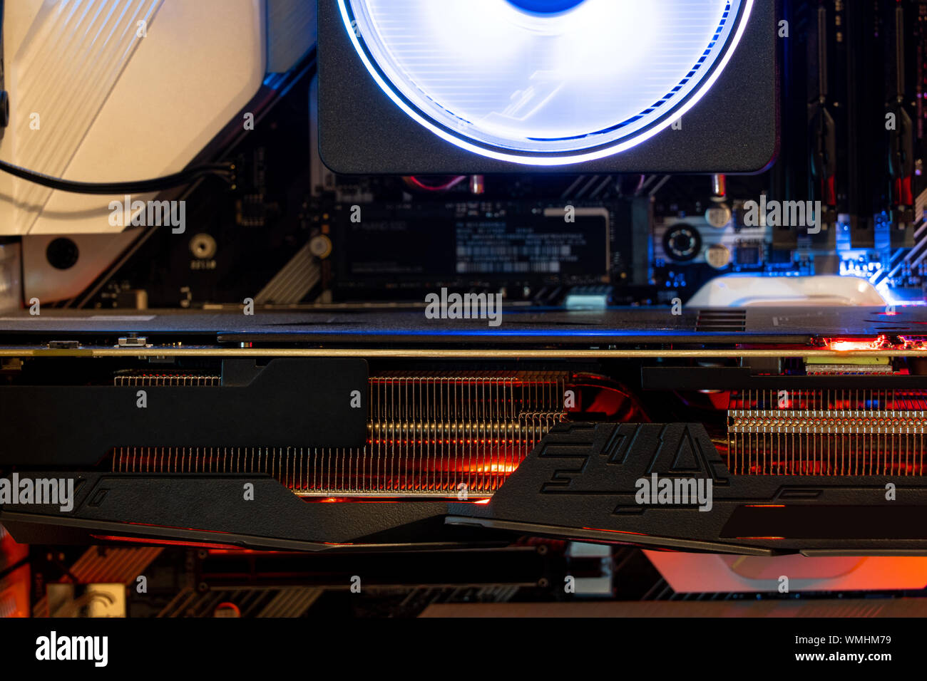 Cooler of processor with neon light. LED Light, CPU Cooler. Computer ...