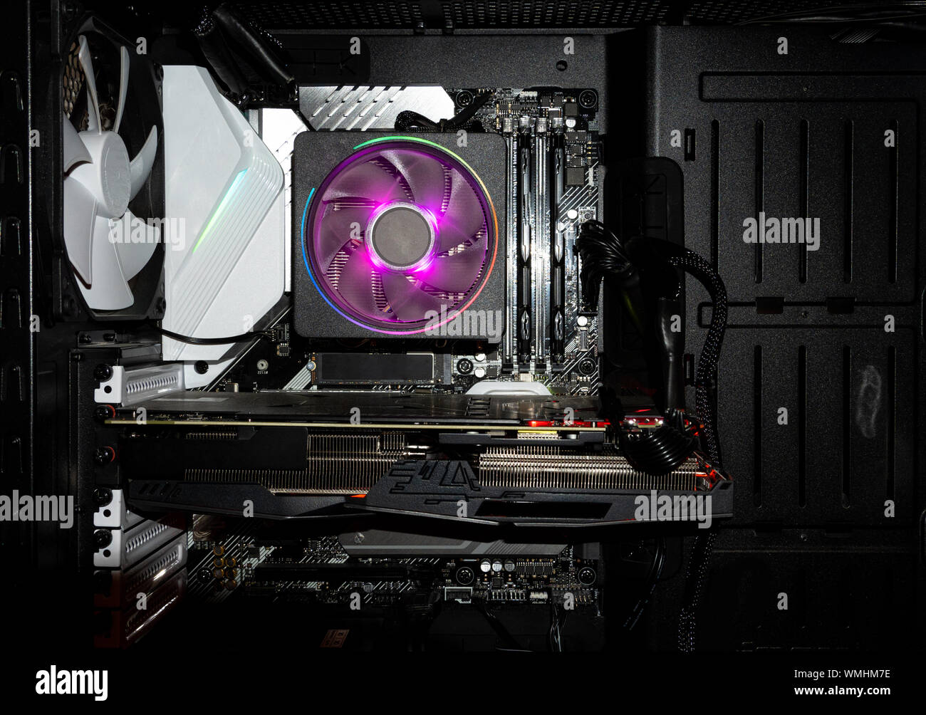 Cooler of processor with neon light. LED Light, CPU Cooler. Computer ...