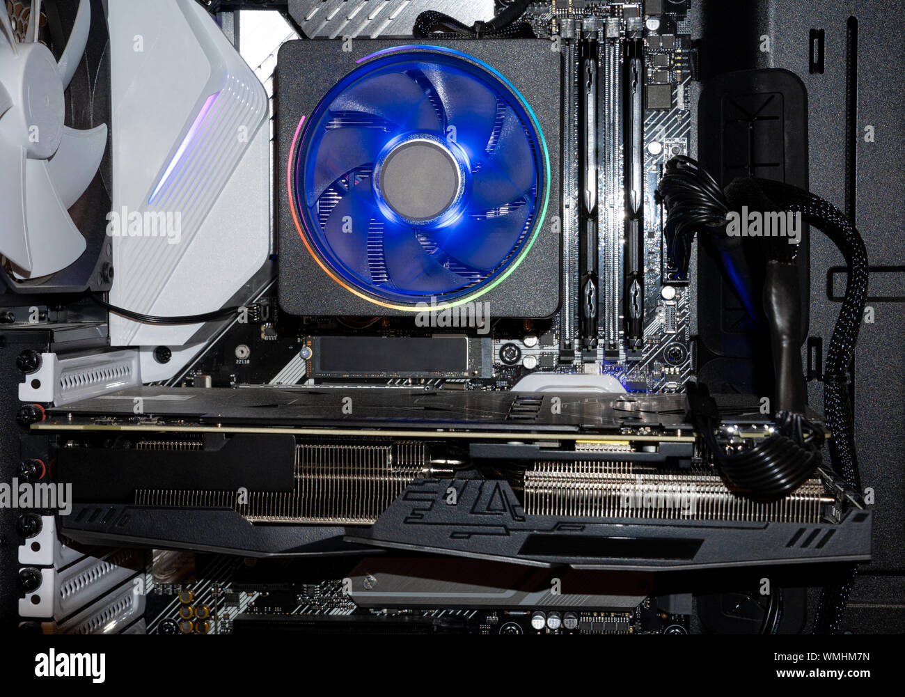 Cooler of processor with neon light. LED Light, CPU Cooler. Computer ...