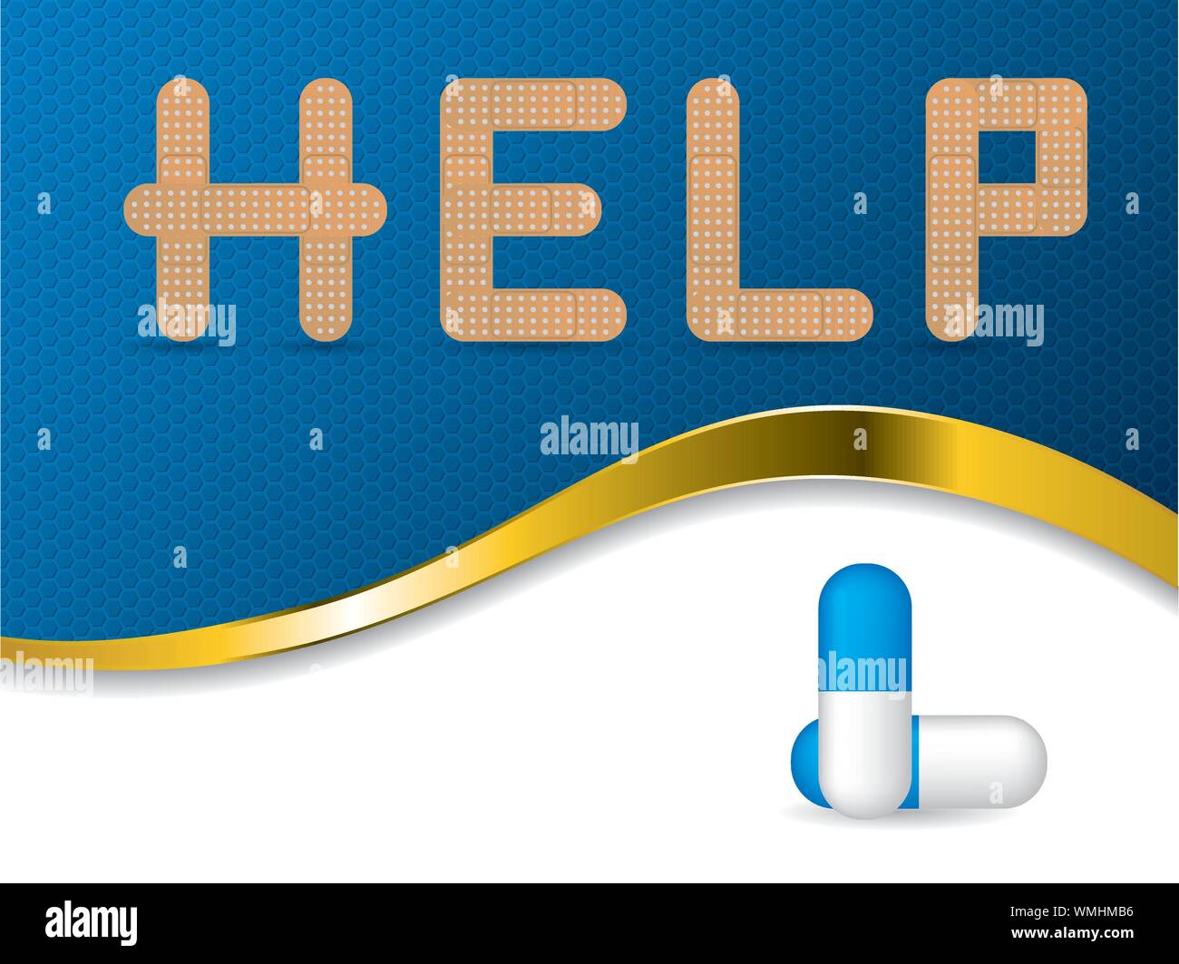 Blue medical background with help text made from plasters Stock Vector ...