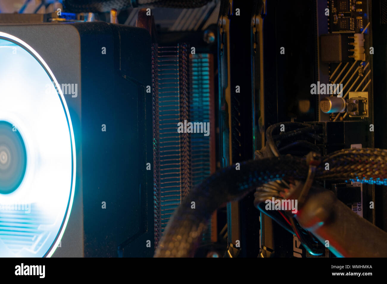 Cooler of processor with neon light. LED Light, CPU Cooler. Computer ...