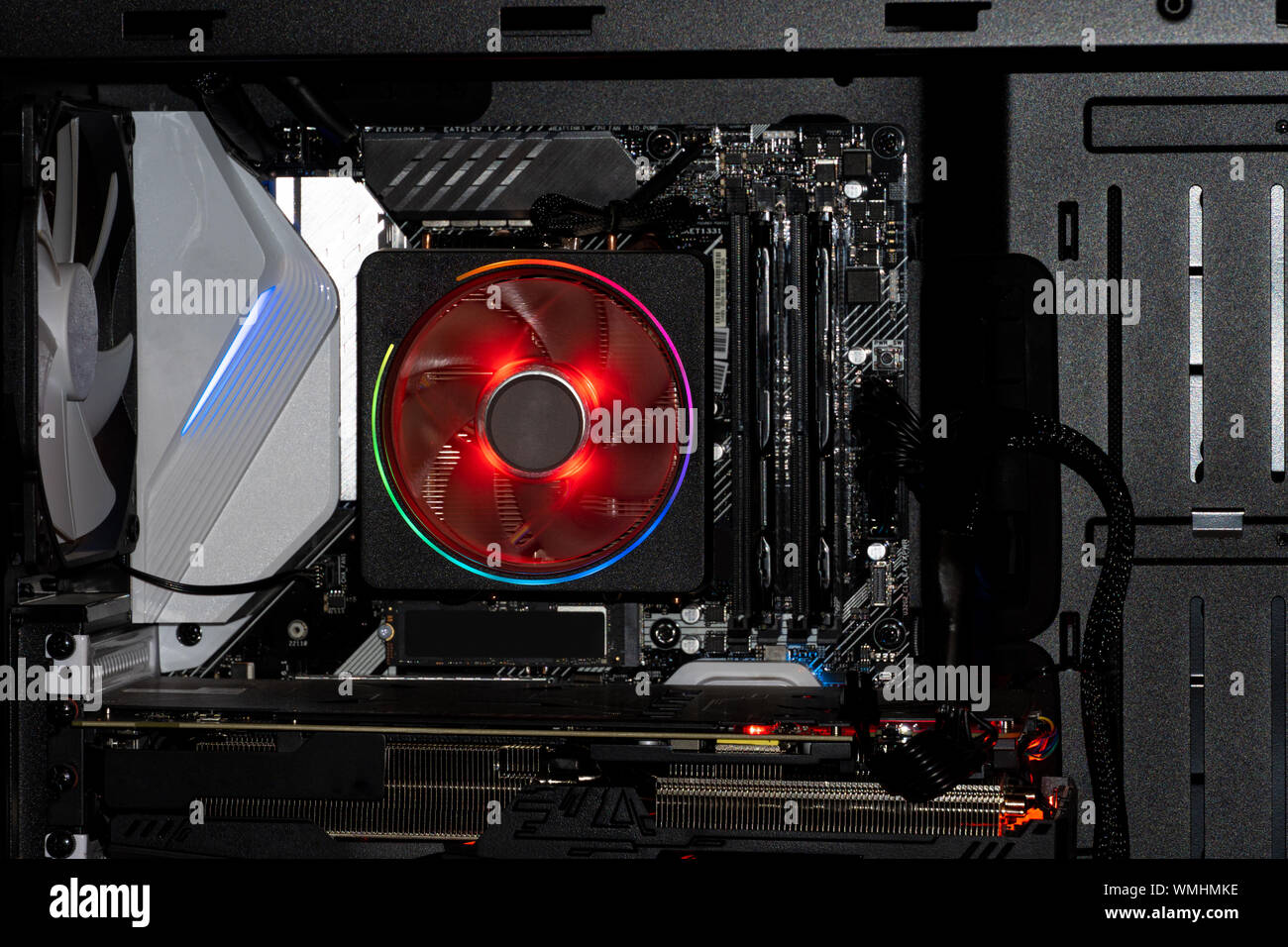 Cooler of processor with neon light. LED Light, CPU Cooler. Computer ...