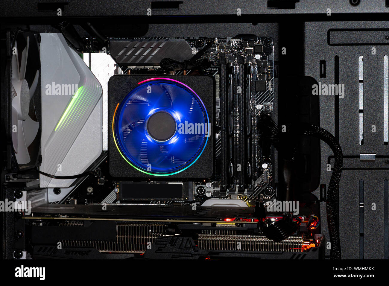 Cooler of processor with neon light. LED Light, CPU Cooler. Computer ...