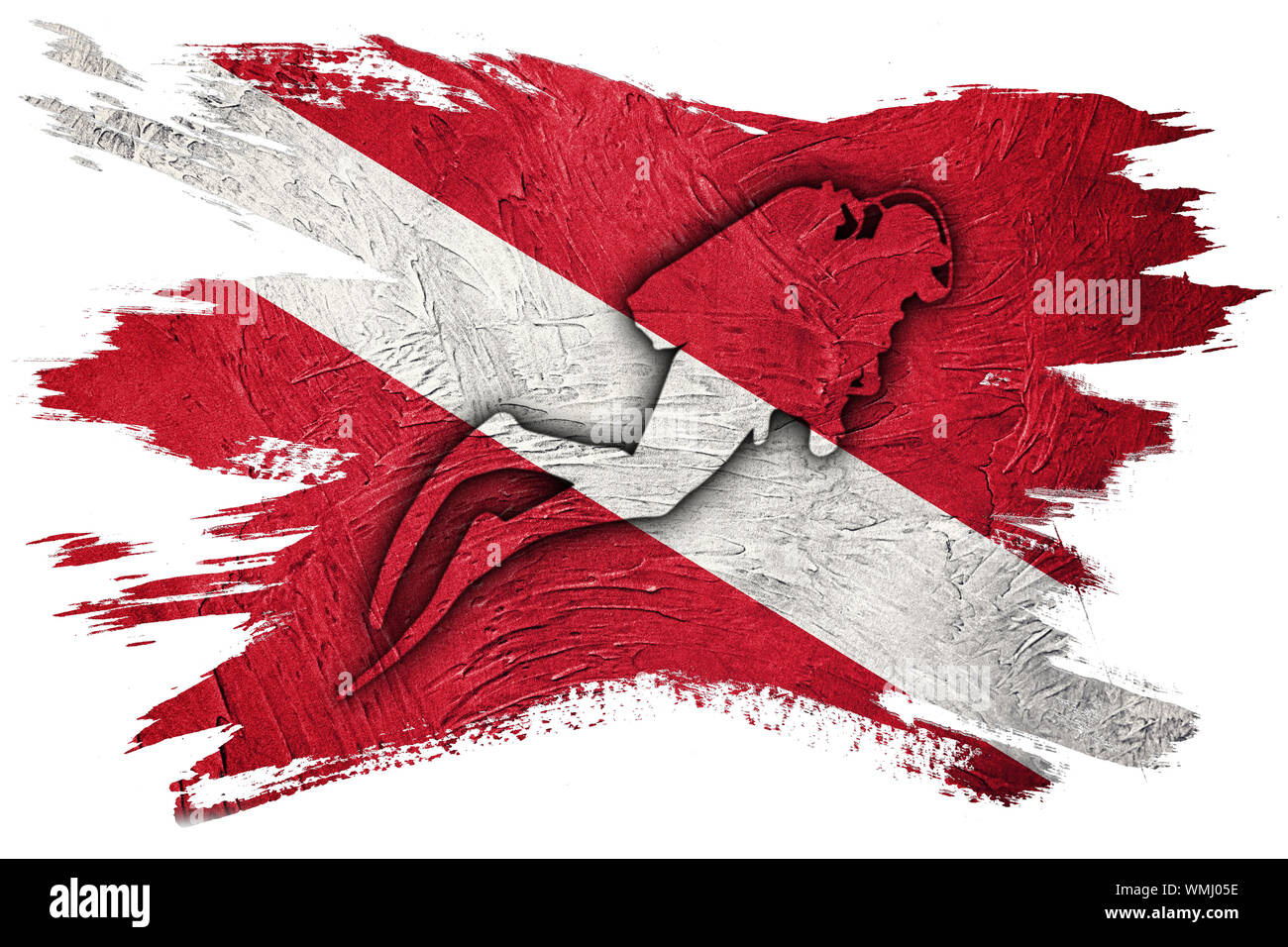 Diver Down Flag, Diver Silhouette, Vintage Style Scuba flag Stock Photo ...