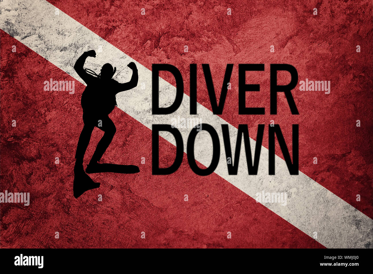 Diver Down Flag, Diver Silhouette, Vintage Style Scuba flag Stock Photo ...