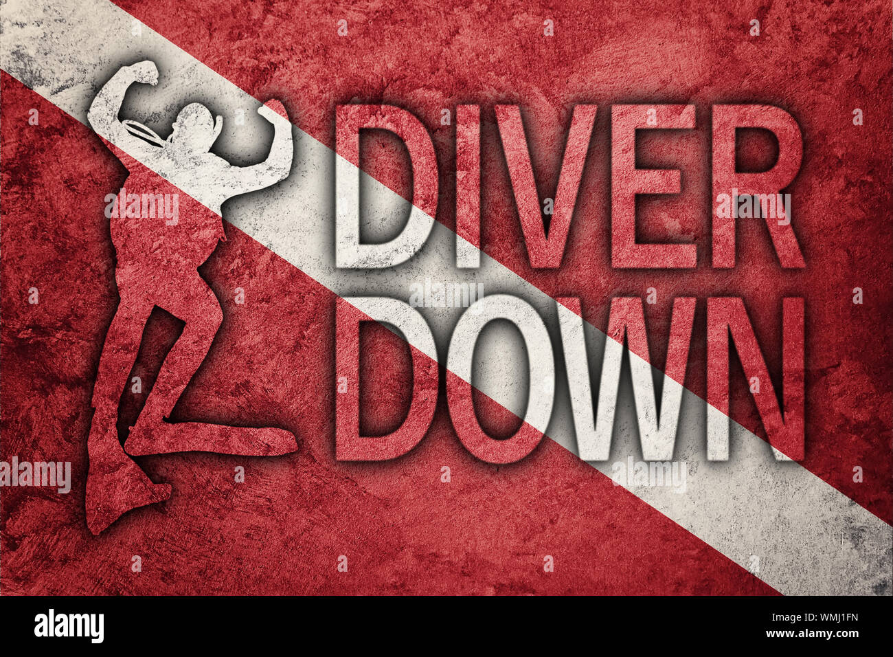 Diver Down Flag, Diver Silhouette, Vintage Style Scuba flag Stock Photo ...