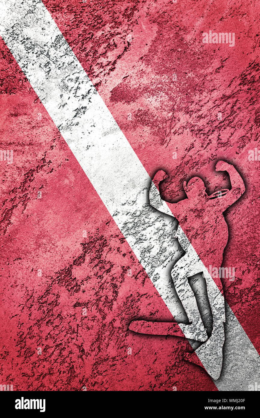 Diver Down Flag, Diver Silhouette, Vintage Style Scuba flag Stock Photo ...