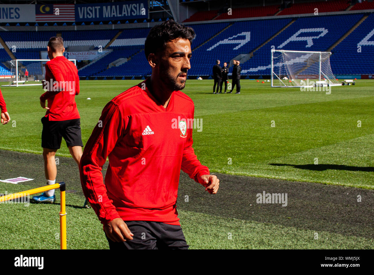 Neil Taylor of Wales at MD1 Training. Wales v Azerbaijan Media Session ...