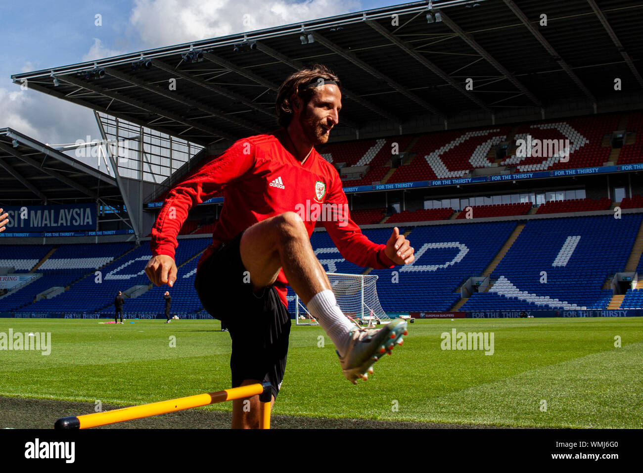 Joe Allen of Wales at MD1 Training. Wales v Azerbaijan Media Session at ...