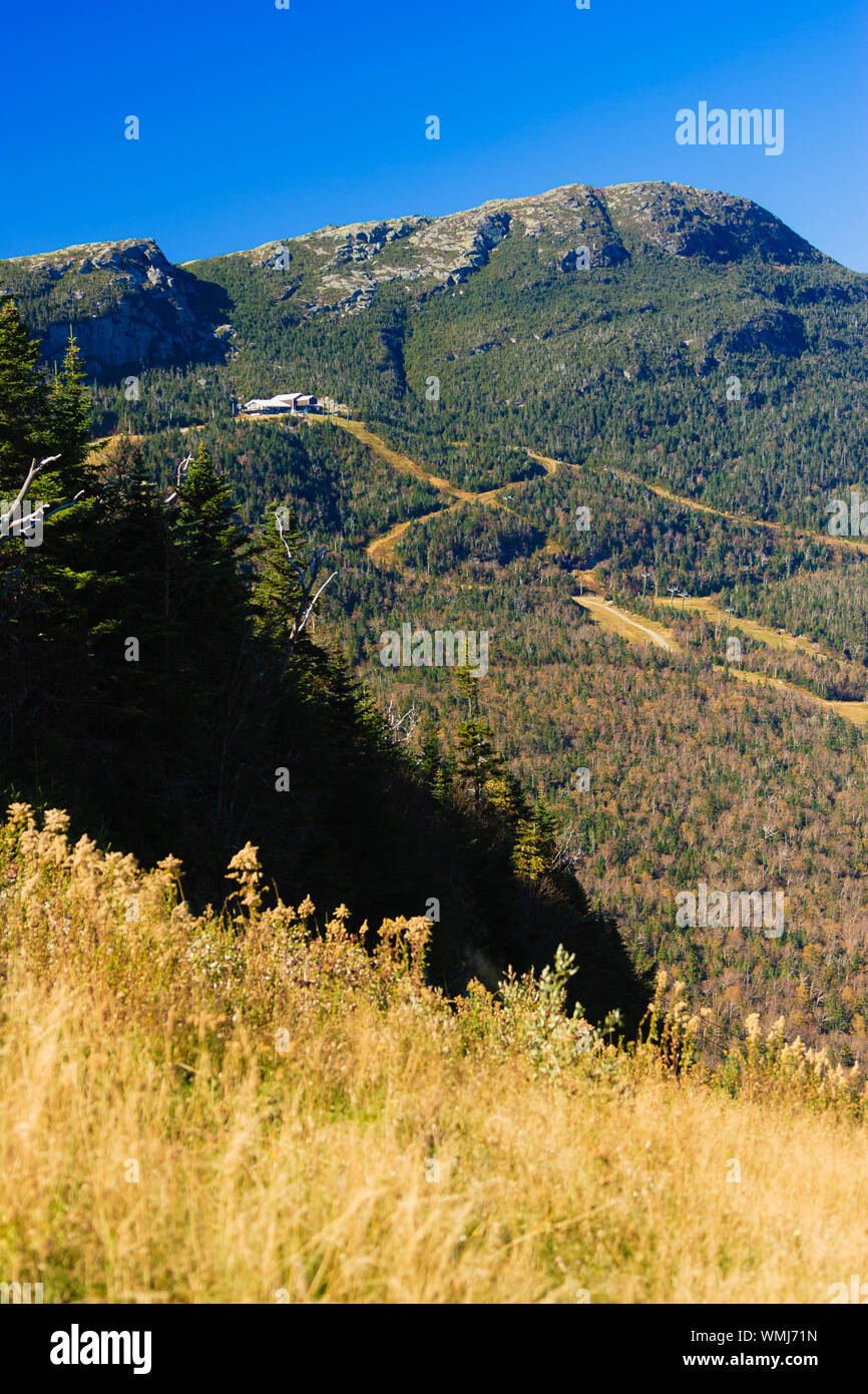 Stowe Mountain Resort ski trails during late fall foliage season, Stowe ...