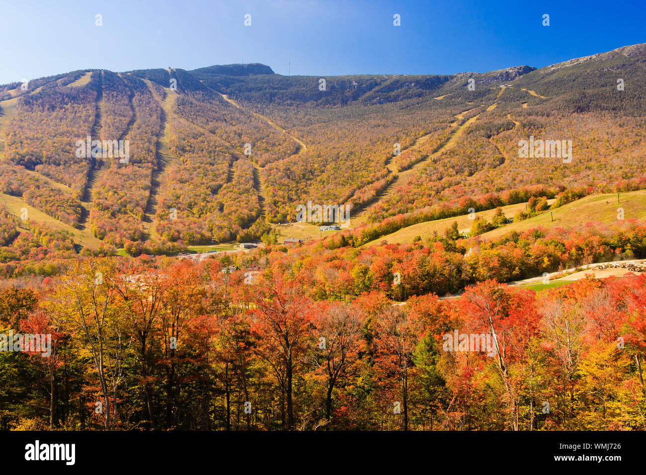 Stowe Mountain Resort ski trails during fall foliage season, Stowe ...