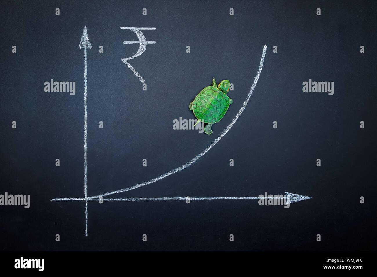 Slow but stable investment or low fluctuate stock market concept ...