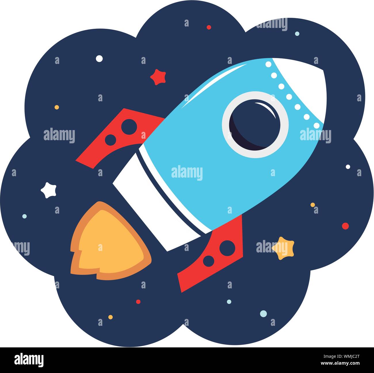 Cute cartoon colorful Rocket in space Stock Vector Image & Art - Alamy