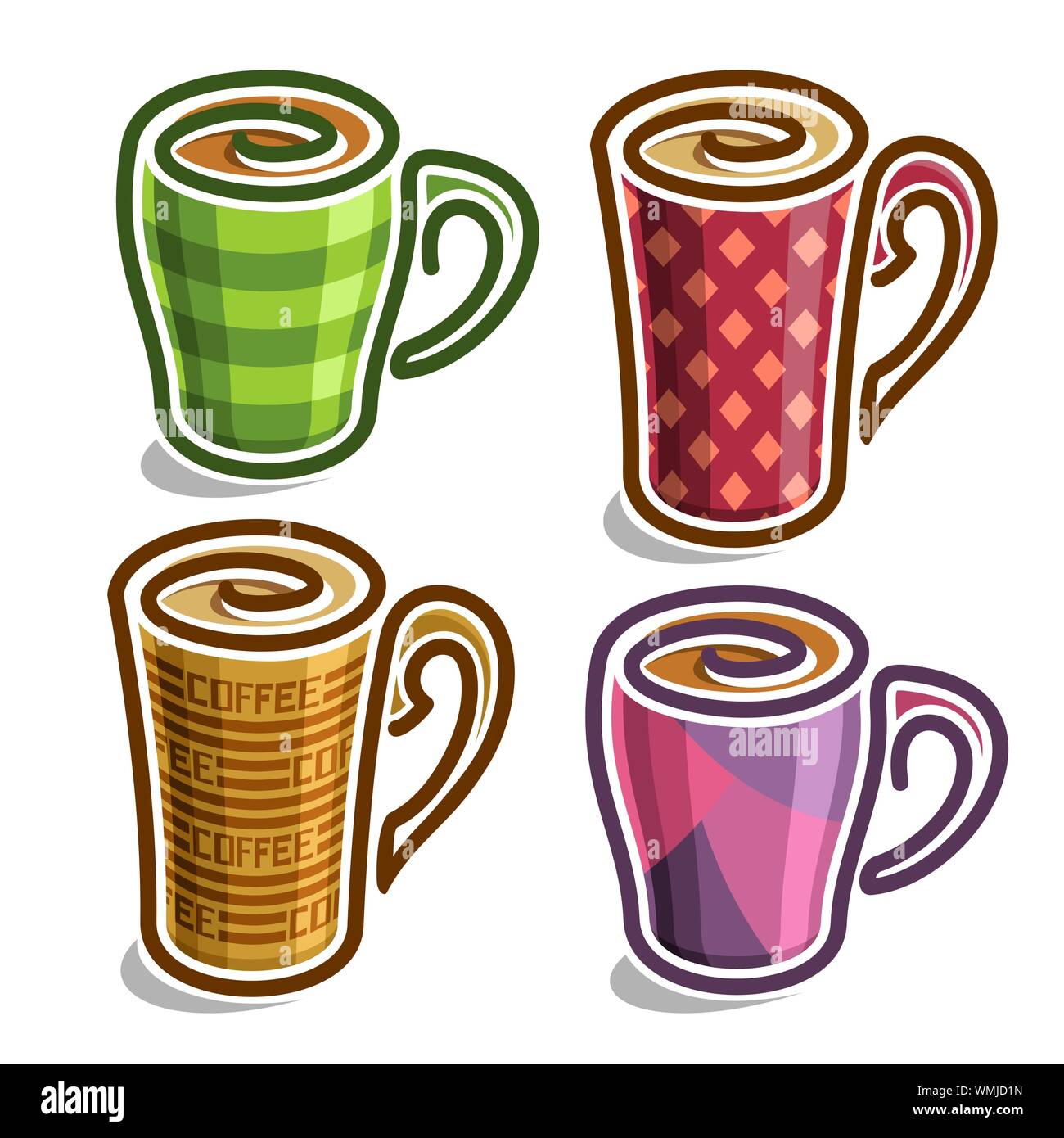 Vector set of abstract tea Cups, isolated on white Stock Vector Image ...