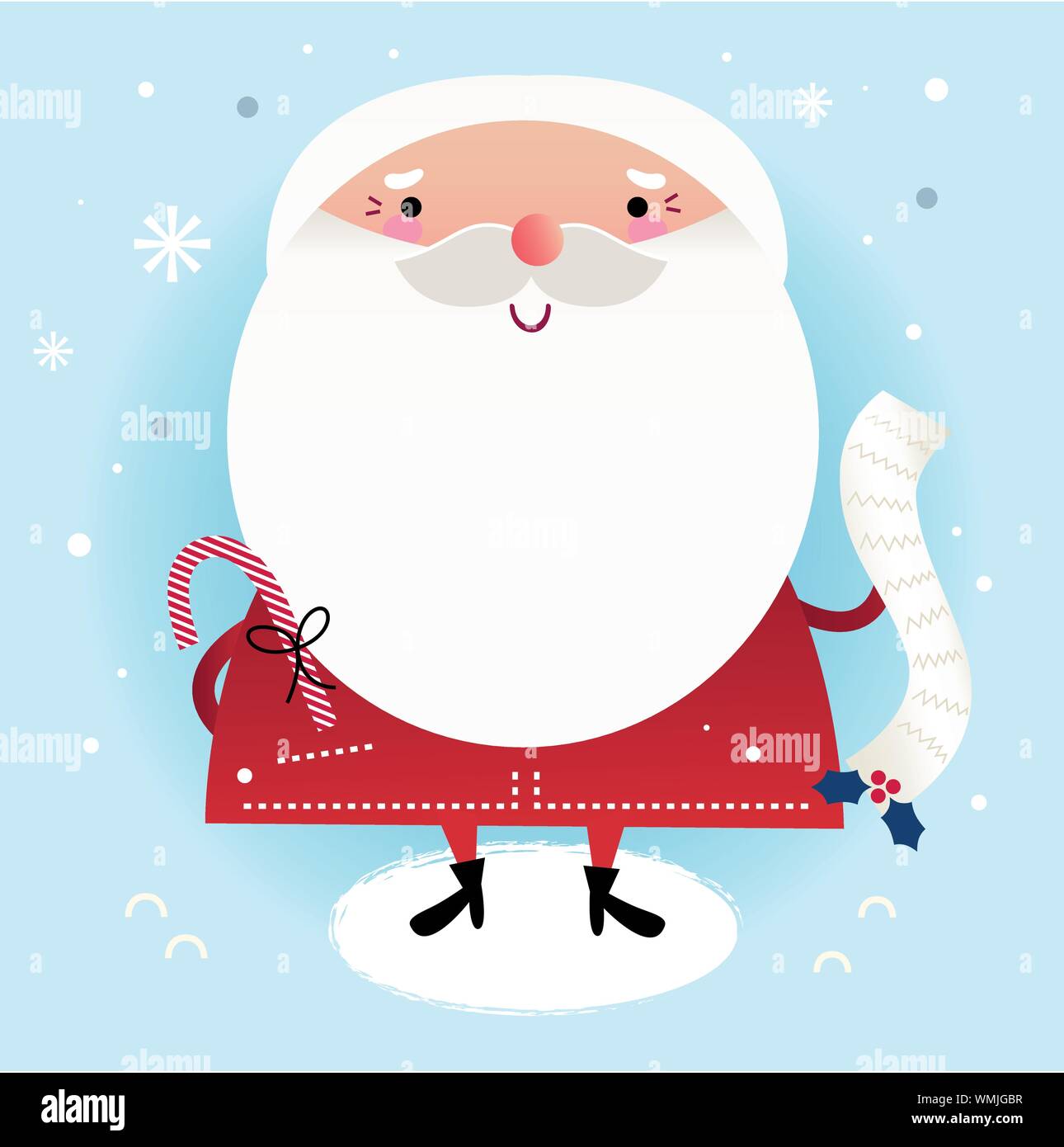 Beautiful cute Santa with delivery note on winter background Stock ...