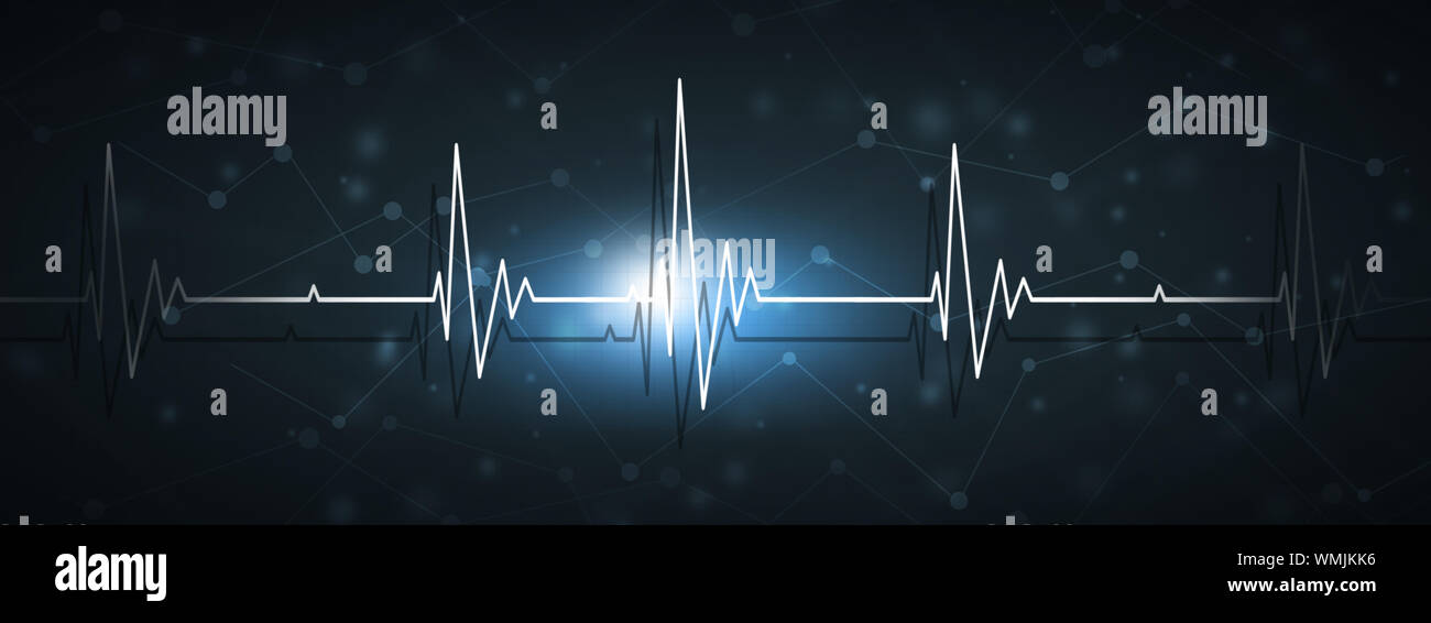 medicine banner illustrating heart rate on ecg Stock Photo - Alamy