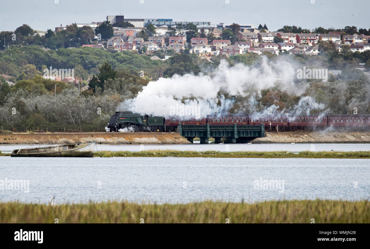 The Dorset Coast Express, pulled by LNER Class 4 steam locomotive Union ...