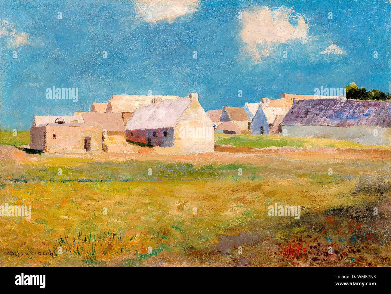 Odilon Redon, Breton Village, landscape painting, circa 1890 Stock ...