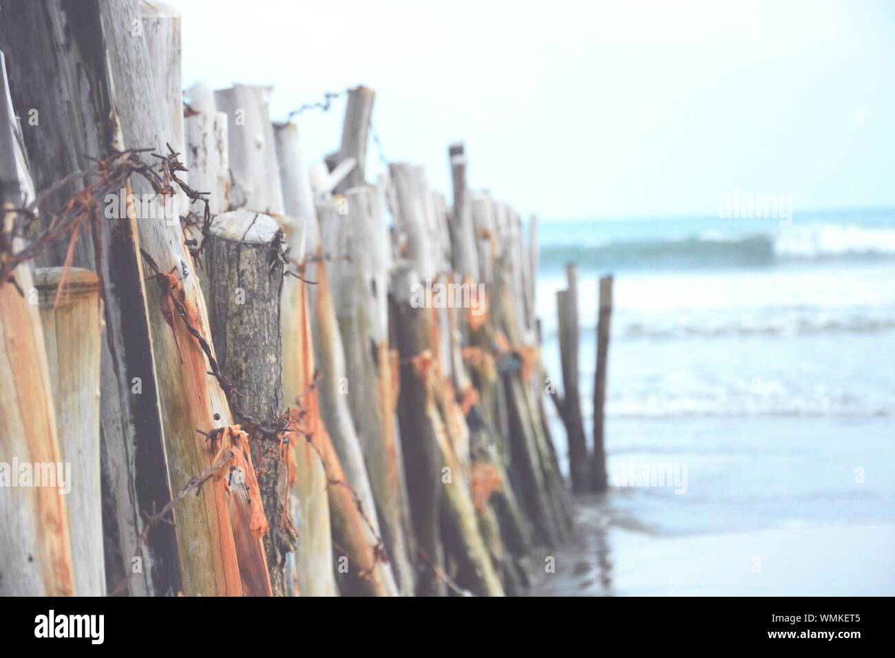 Wooden beach barrier hi-res stock photography and images - Alamy