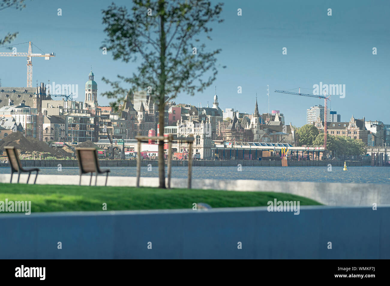 The sunny skyline of Antwerp, Belgium Stock Photo - Alamy
