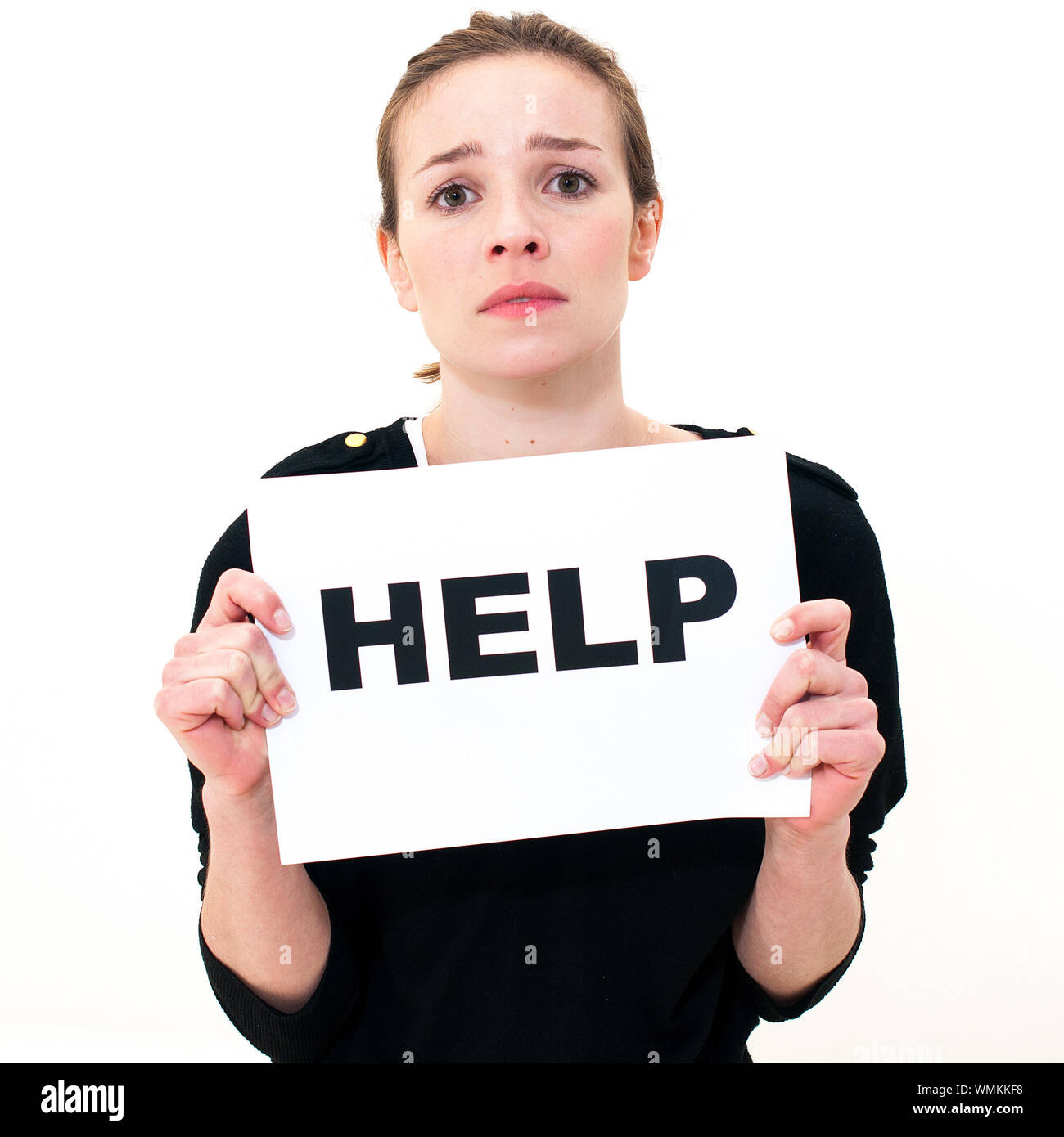 Woman with help sign hi-res stock photography and images - Alamy