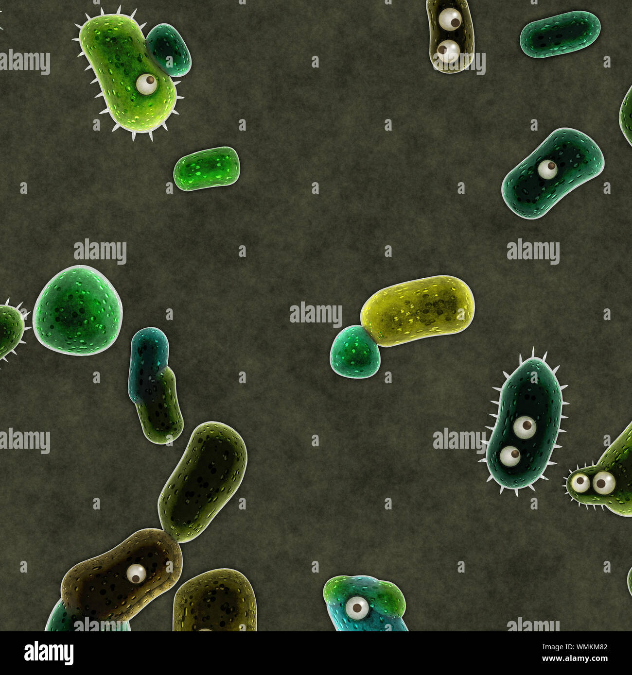 Abstract grunge background with funny cartoon bacterias Stock Photo - Alamy