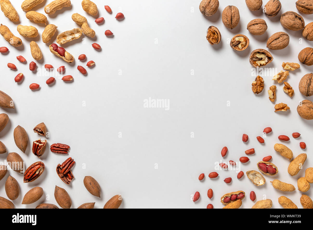 Mixed nuts, group of pecans, walnts and peanuts Stock Photo - Alamy