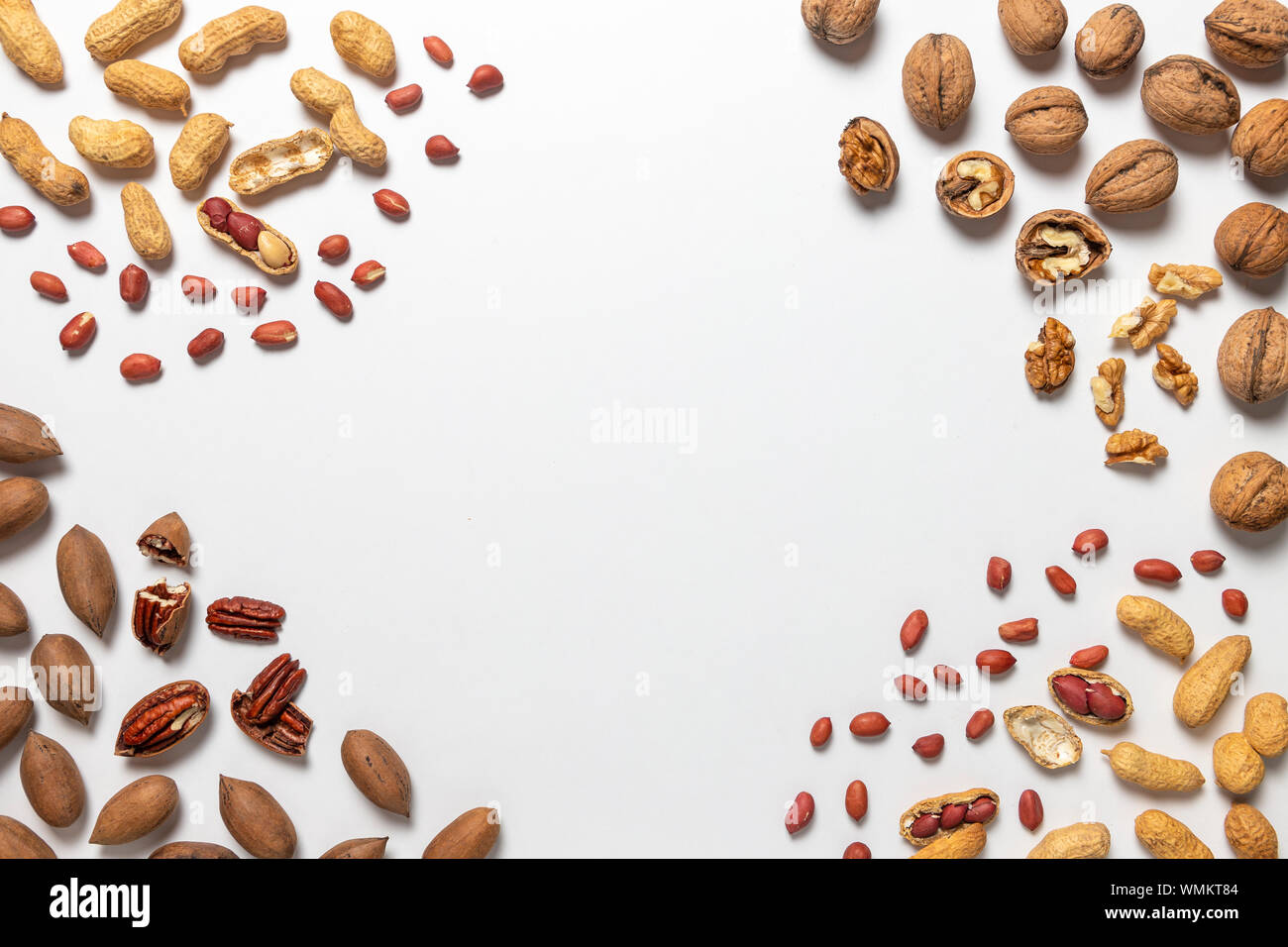 Mixed nuts, group of pecans, walnts and peanuts Stock Photo - Alamy