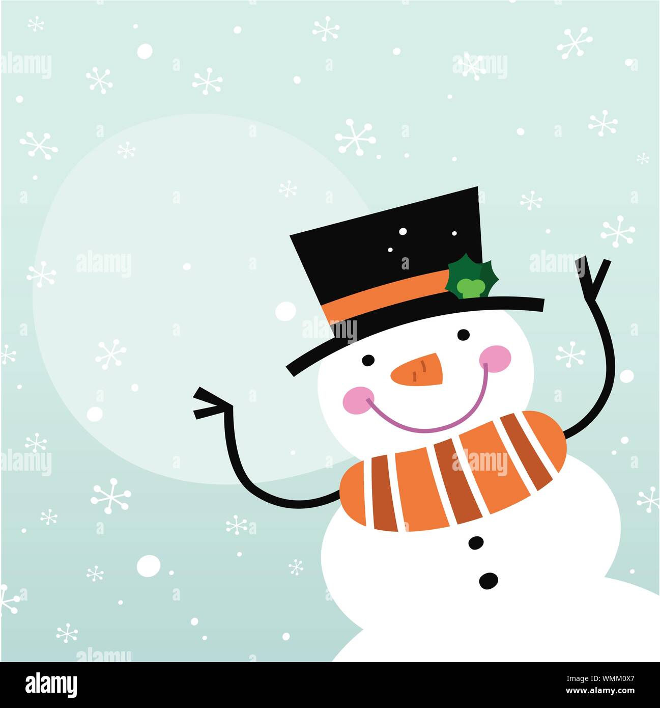 Cute happy cartoon Snowman with copy space Stock Vector Image & Art - Alamy