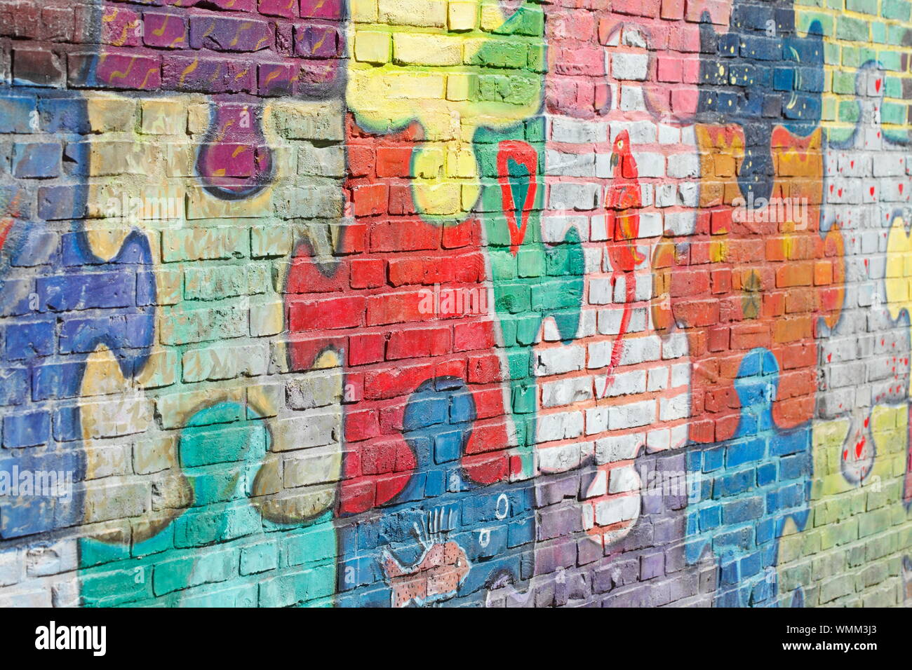 Puzzle, Colorful Brick Wall, Bricks, Background Picture, Texture Stock ...