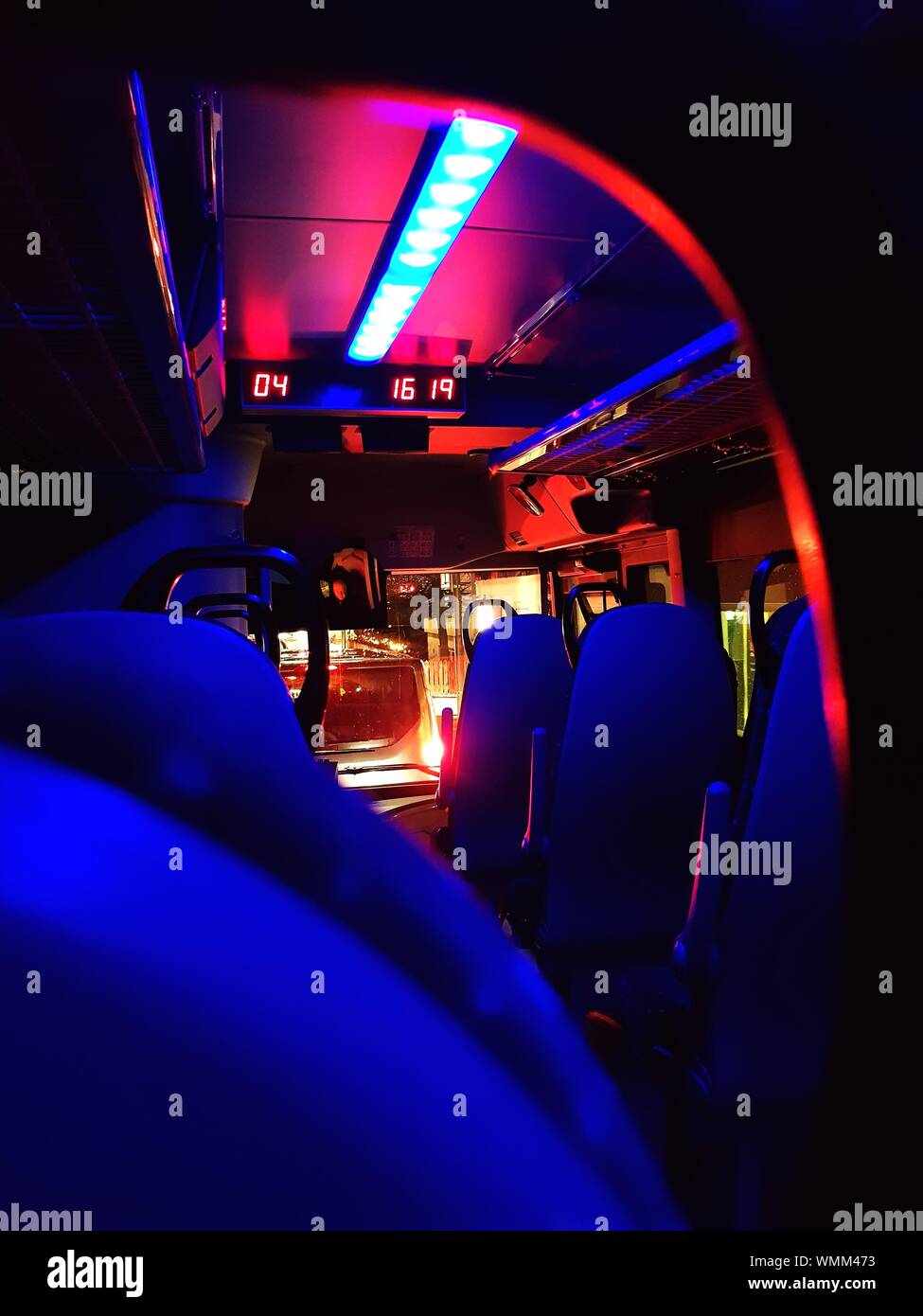 Red bus interior night hi-res stock photography and images - Alamy