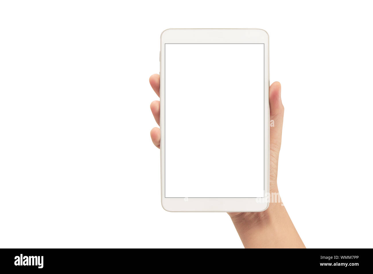 Hands holding a tablet touch computer gadget with isolated screen Stock ...