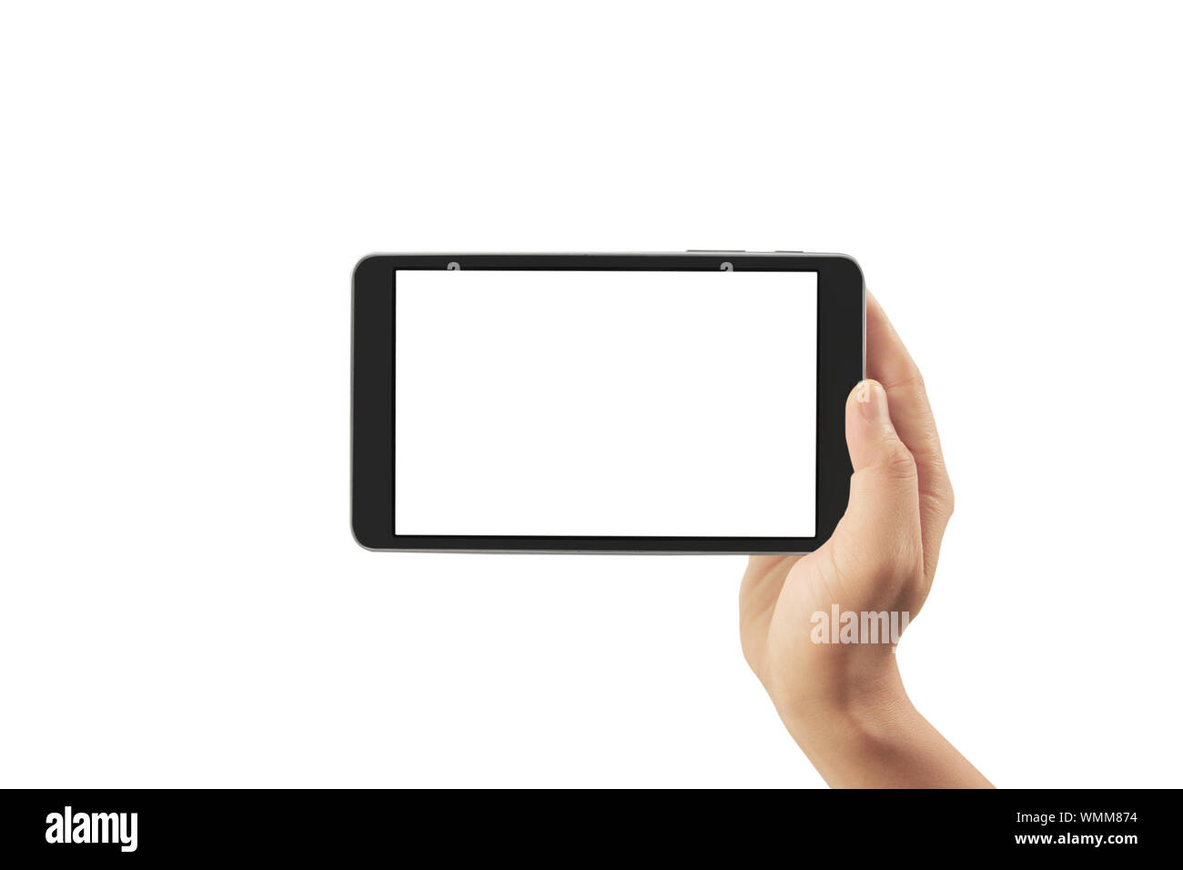 Hands holding a tablet touch computer gadget with isolated screen Stock ...
