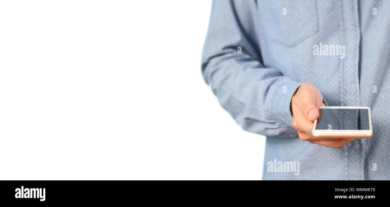 Hand holding the smartphone,device and touching screen Stock Photo - Alamy